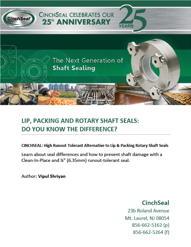 Rotary Shaft Seal White Papers - CinchSeal Rotary Shaft Seal Manufacturer